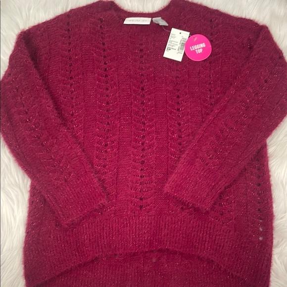 Place | Shirts & Tops | Place Red Crew Neck Sweater With Cable Knit ...